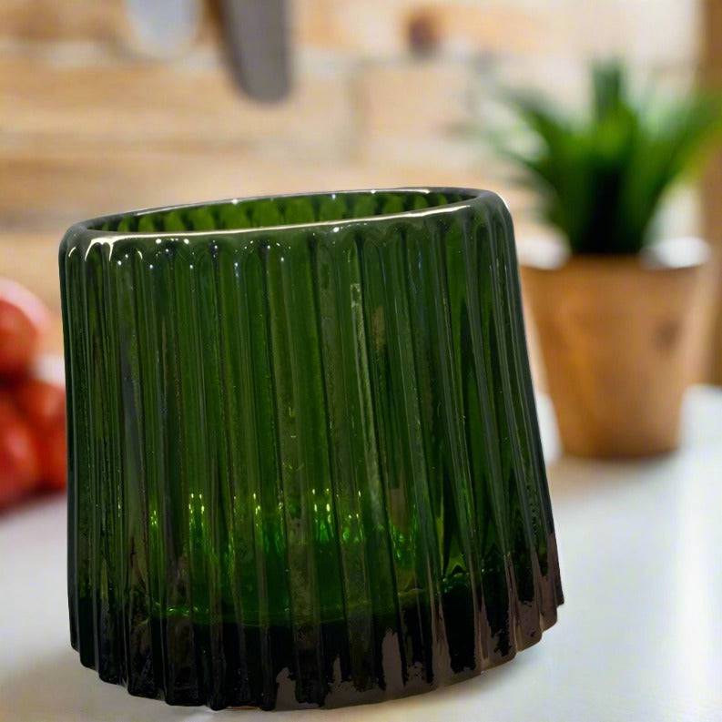 Tea Light Holder Pontus Green Lines Design – Bumble Living