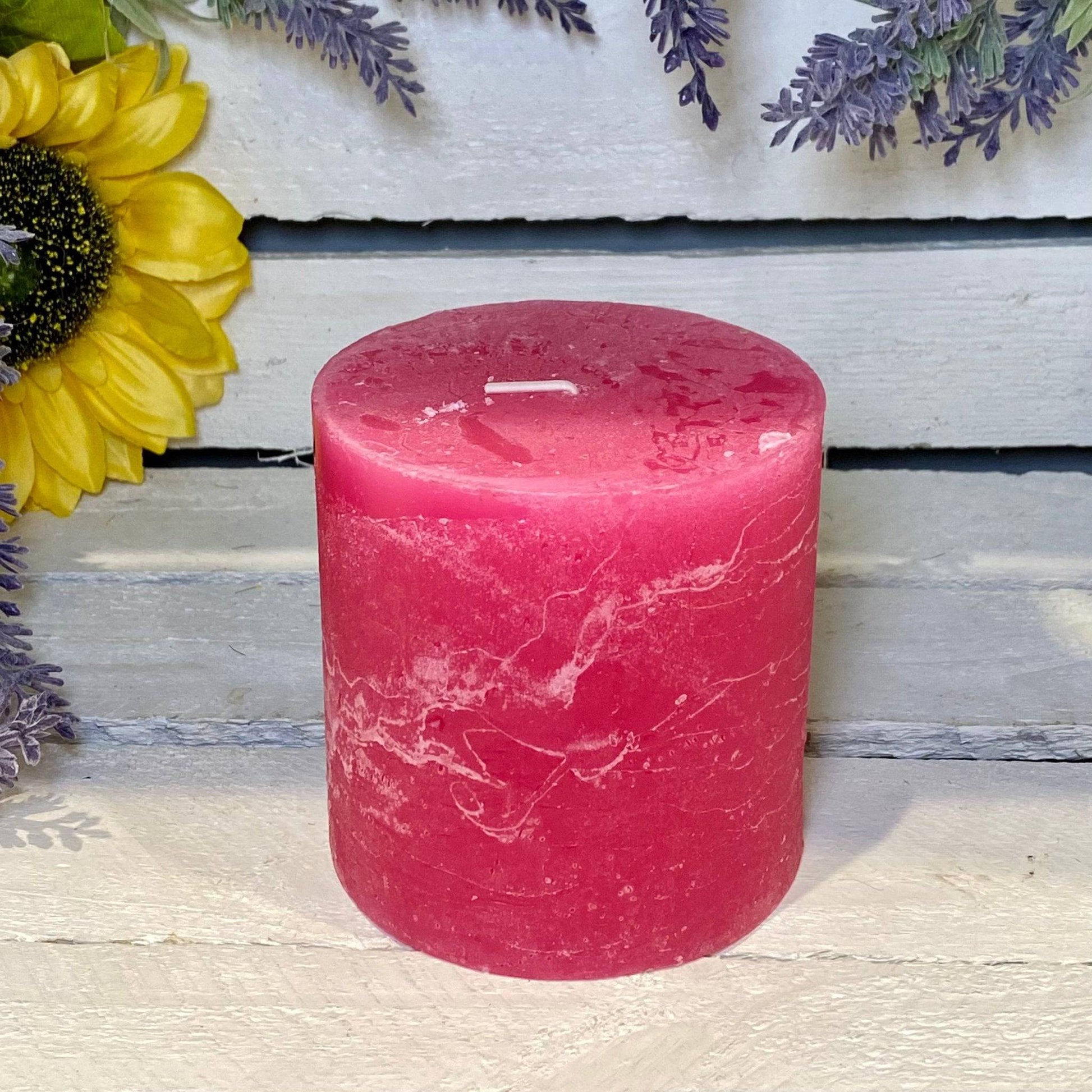 Rustic Pillar Candle Fuchsia 100x100mm – Bumble Living